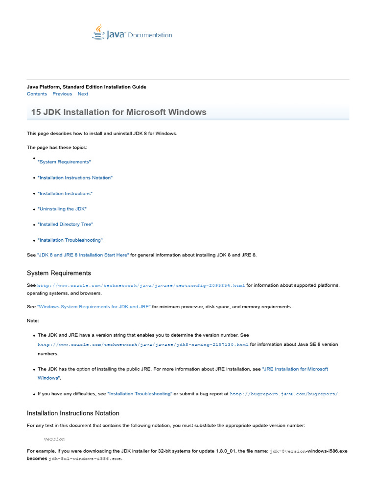 JDK Installation For Microsoft Windows | PDF | Installation (Computer ...