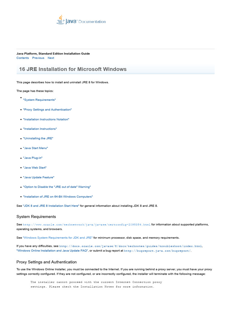 JRE Installation For Microsoft Windows | PDF | Java (Software Platform ...