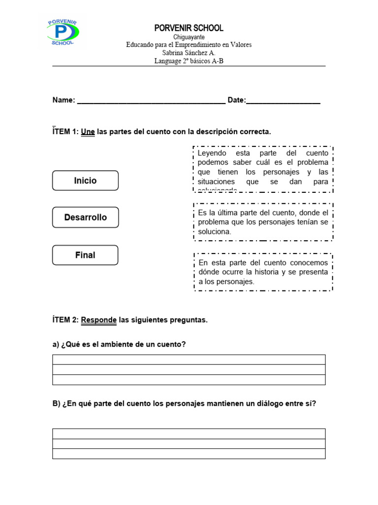 Guía Partes Del Cuento | PDF