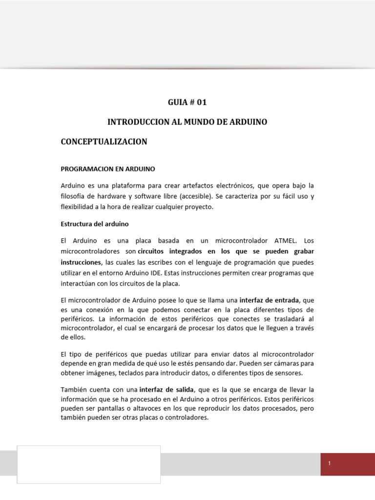 Guia 01 Arduino | PDF | Arduino | Microcontrolador