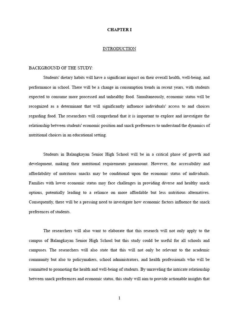 Fbs Research Proposal Chapters 1-3 | PDF | Survey Methodology | Socioeconomic Status