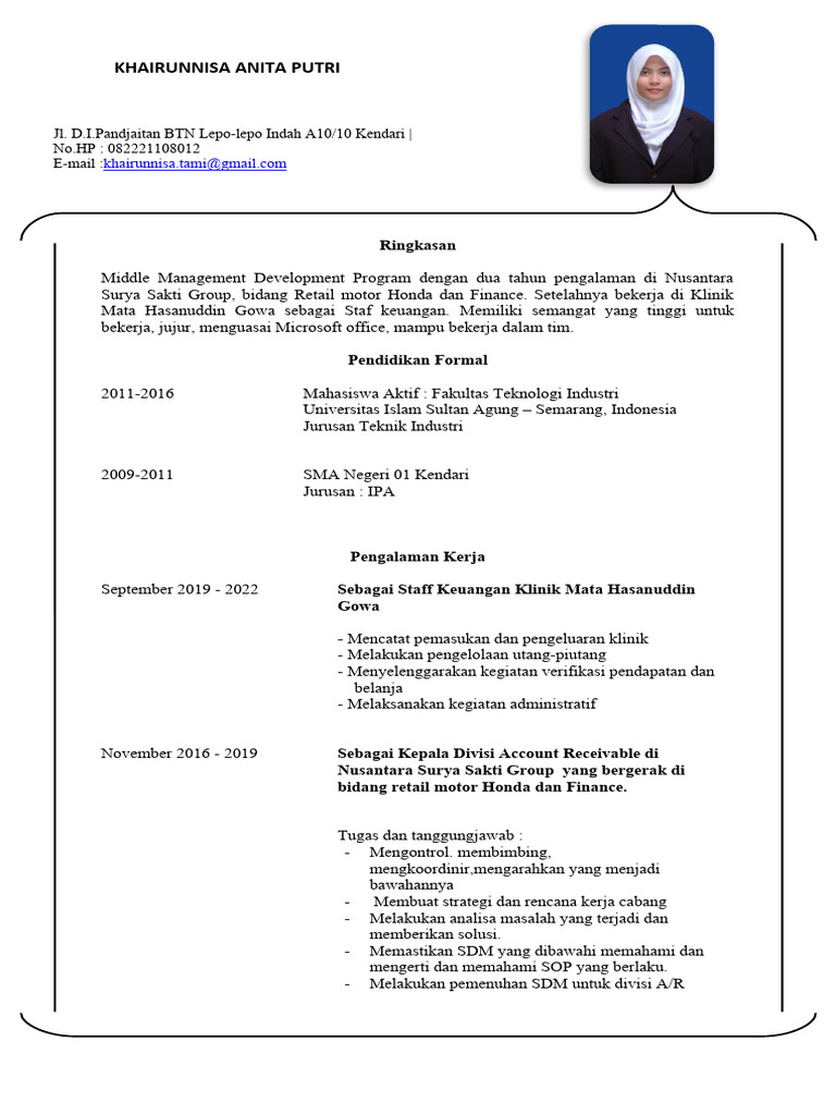 CV Khairunnisa A.P. | PDF