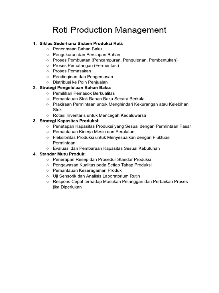 Roti Production Management | PDF