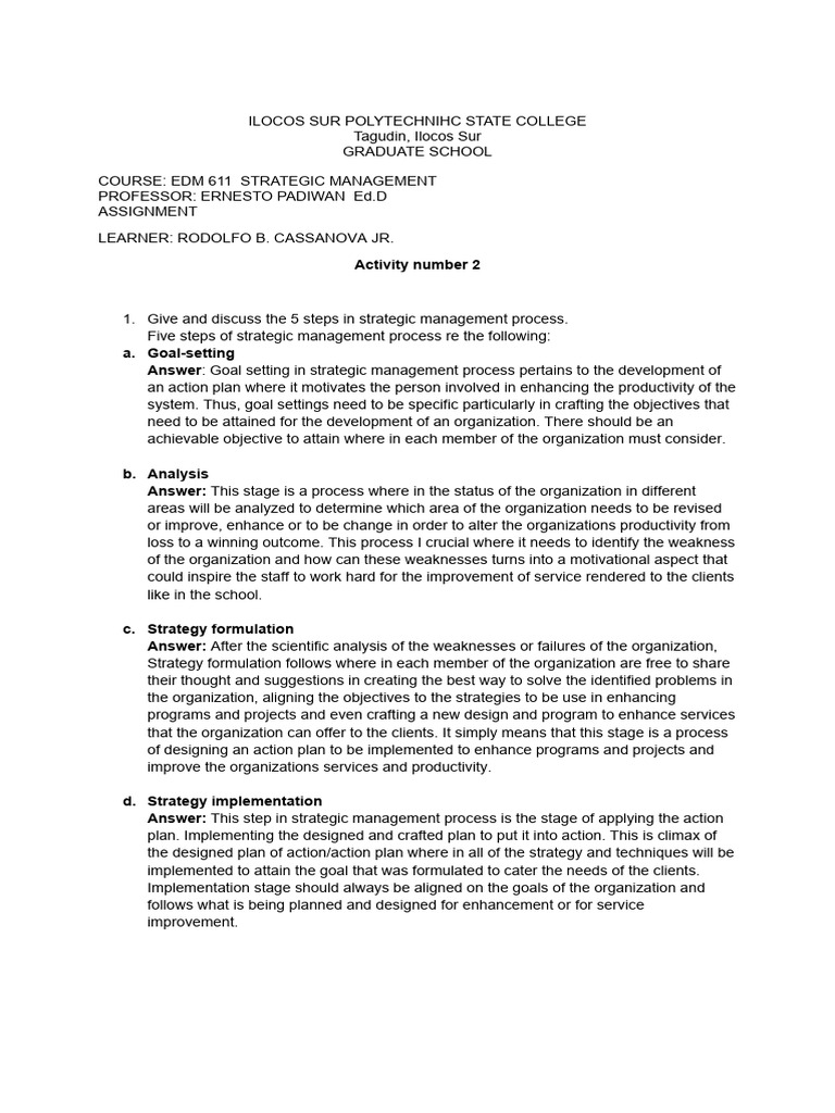 Strategic Management Pdf Strategic Management Goal Setting