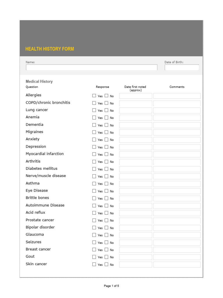 Health History Form 08 | PDF | Cancer | Alcoholic Beverages