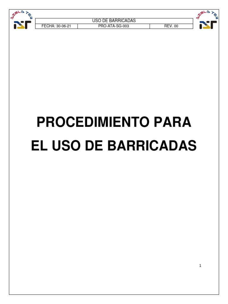 PRO-ATA-SG-003 USO DE BARRICADAS-fusionado | PDF