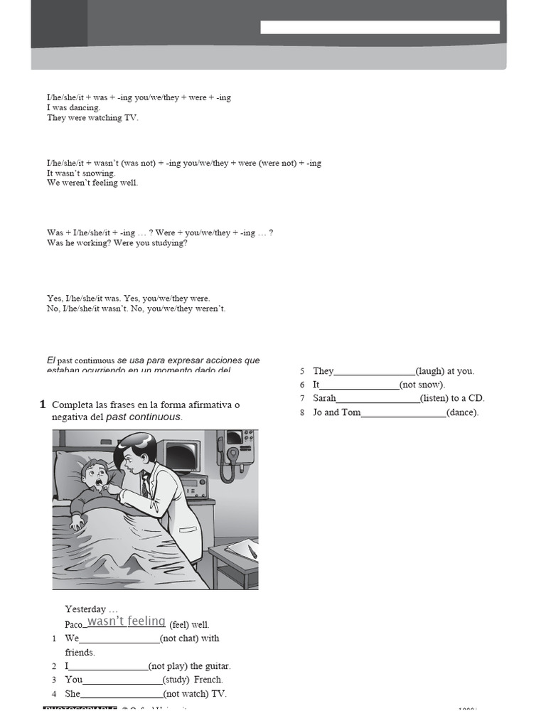 Past Continuous Grammar Exercises | PDF