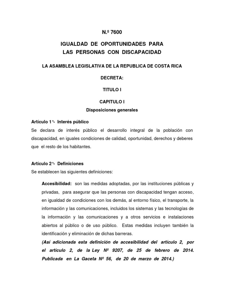LEY-7600 | PDF | Invalidez | Accesibilidad