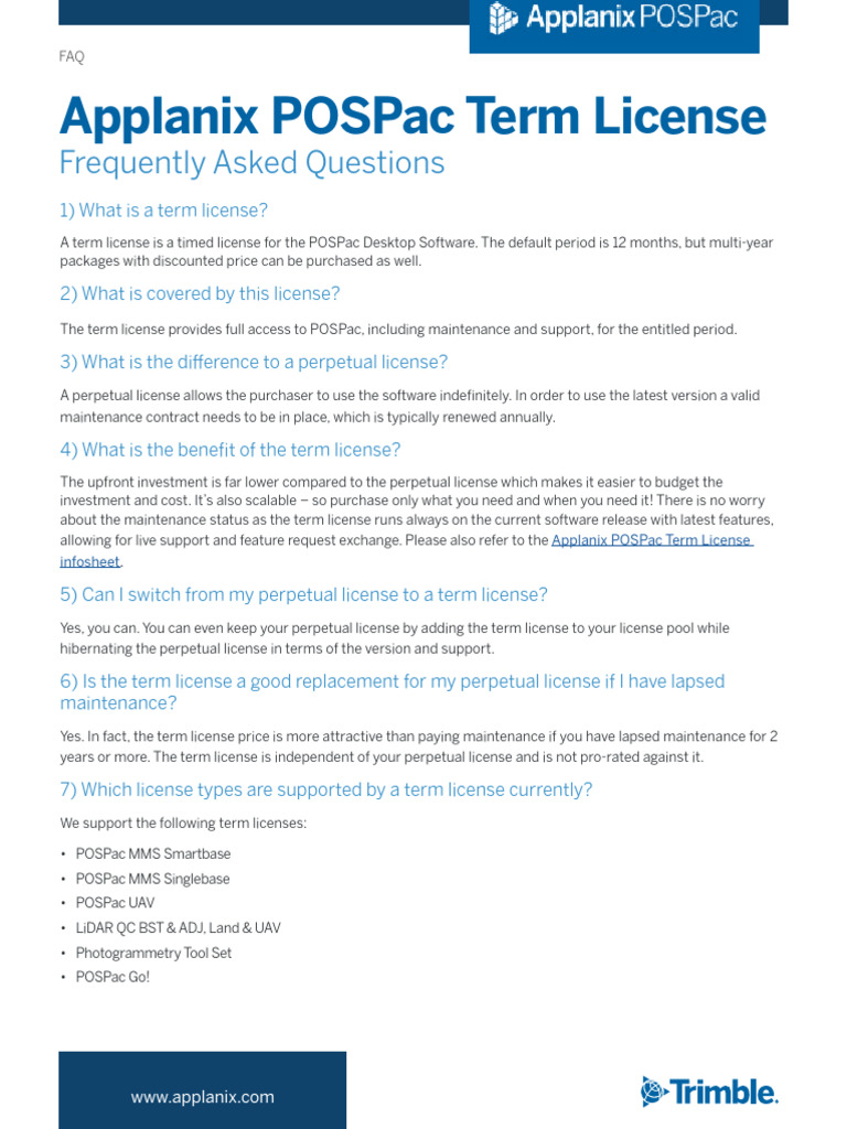FAQs_Applanix-POSPac-Term-License | PDF | License | Computing