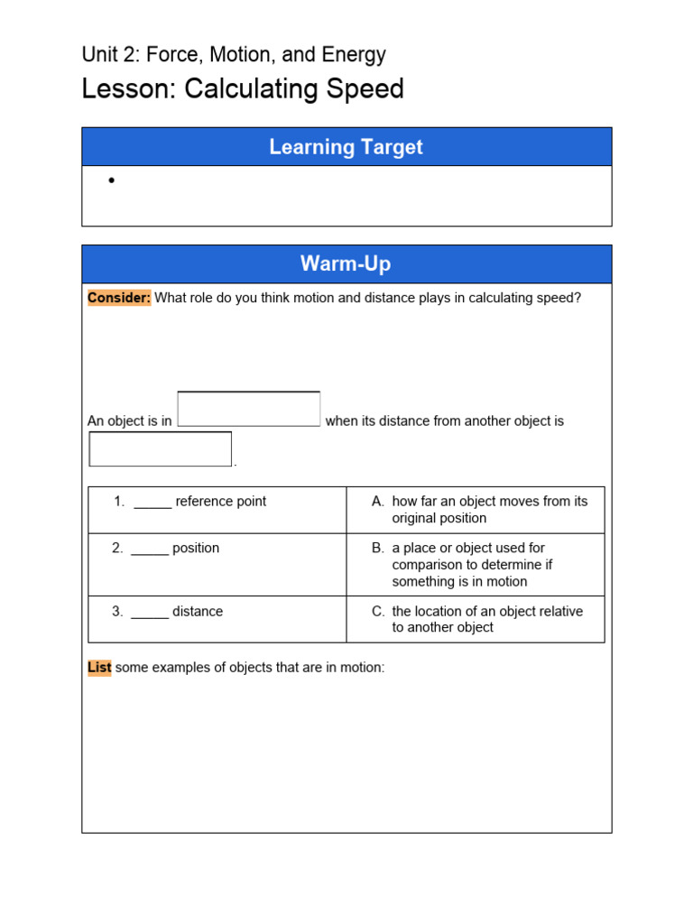 Guided+Notes +Calculating+Speed | PDF | Speed | Distance