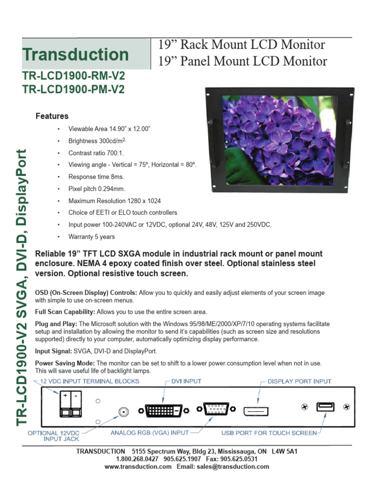 Anexo 1 - Datasheet Monitor | PDF | Computer Monitor | Display Resolution