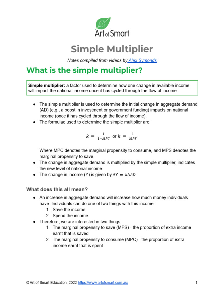 HSC Together Simple Multiplier 1 | PDF | Fiscal Multiplier ...