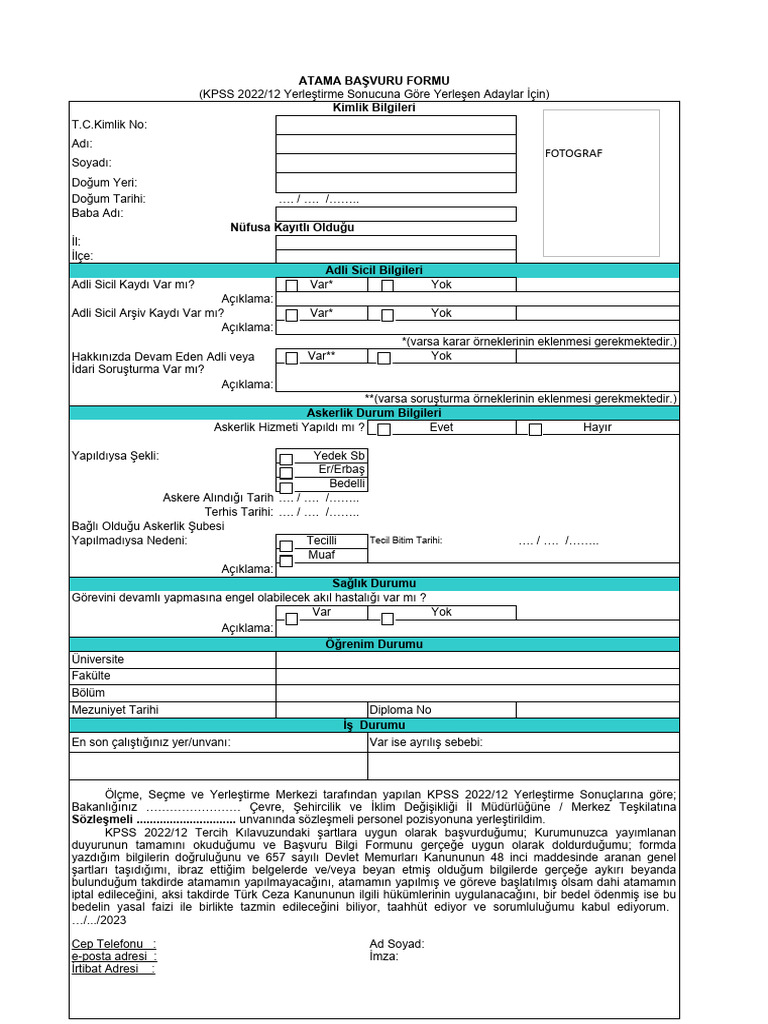 Atama Basvuru Formu | PDF