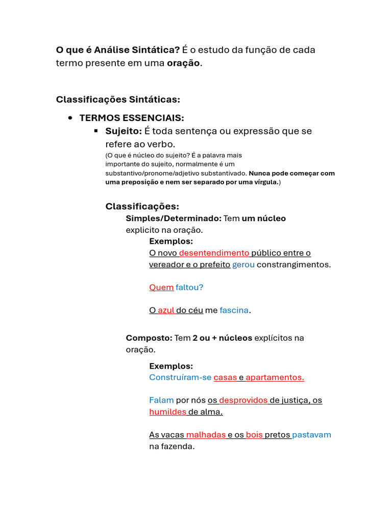 O Que É Análise Sintática | PDF | Assunto (gramática) | Linguística