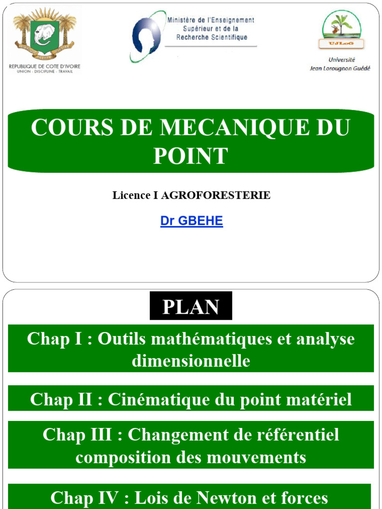 Mecanique Du Point PPT 2021 2022 | PDF | Lois du mouvement de Newton ...