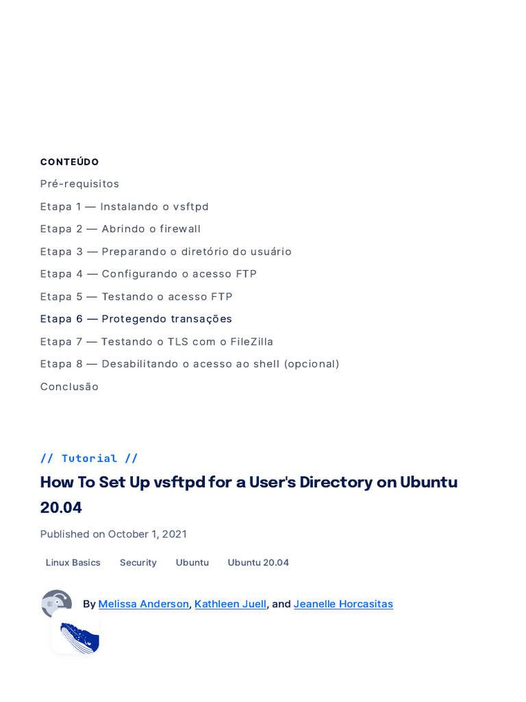 Como Configurar o VSFTPD para o Diretório de Um Usuário No Ubuntu 20.04 ...