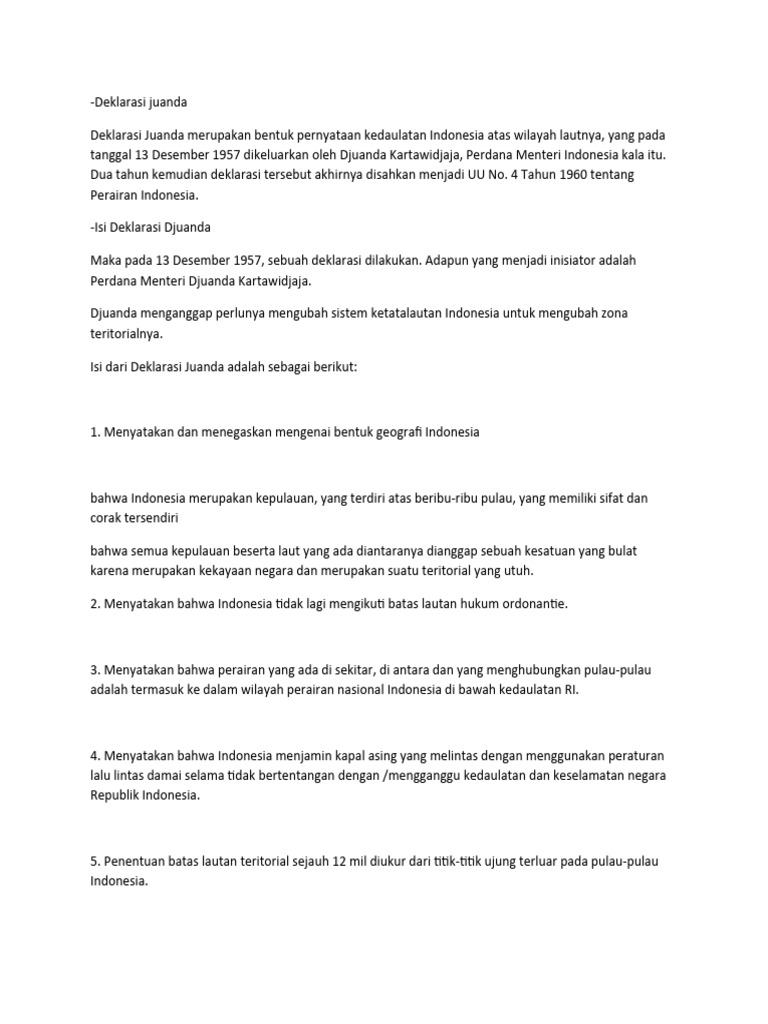 Deklarasi Juanda: Kedaulatan Laut RI | PDF