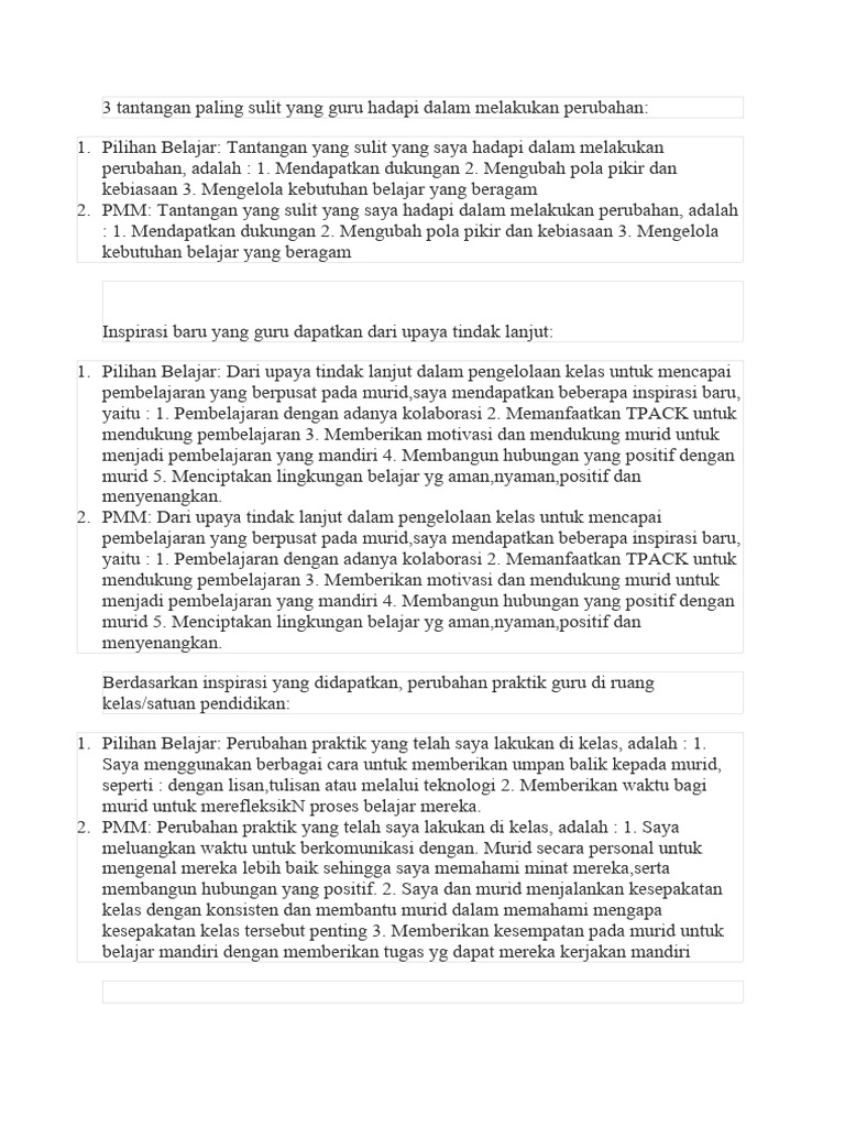 Formulir Refleksi Tindak Lanjut Observasi Kelas | PDF