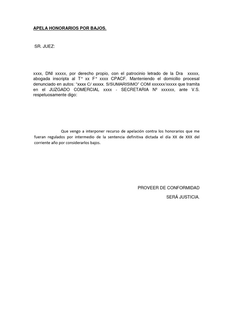 Apela Honorarios Por Bajos | PDF