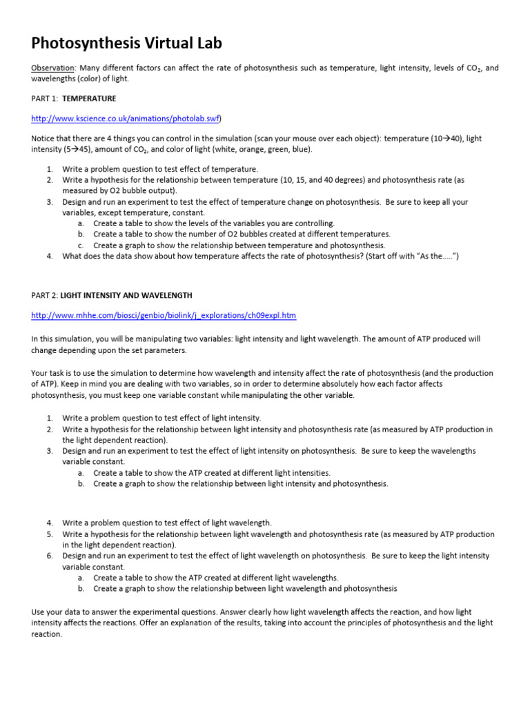 Photosynthesis Lab for Students | PDF | Photosynthesis | Experiment
