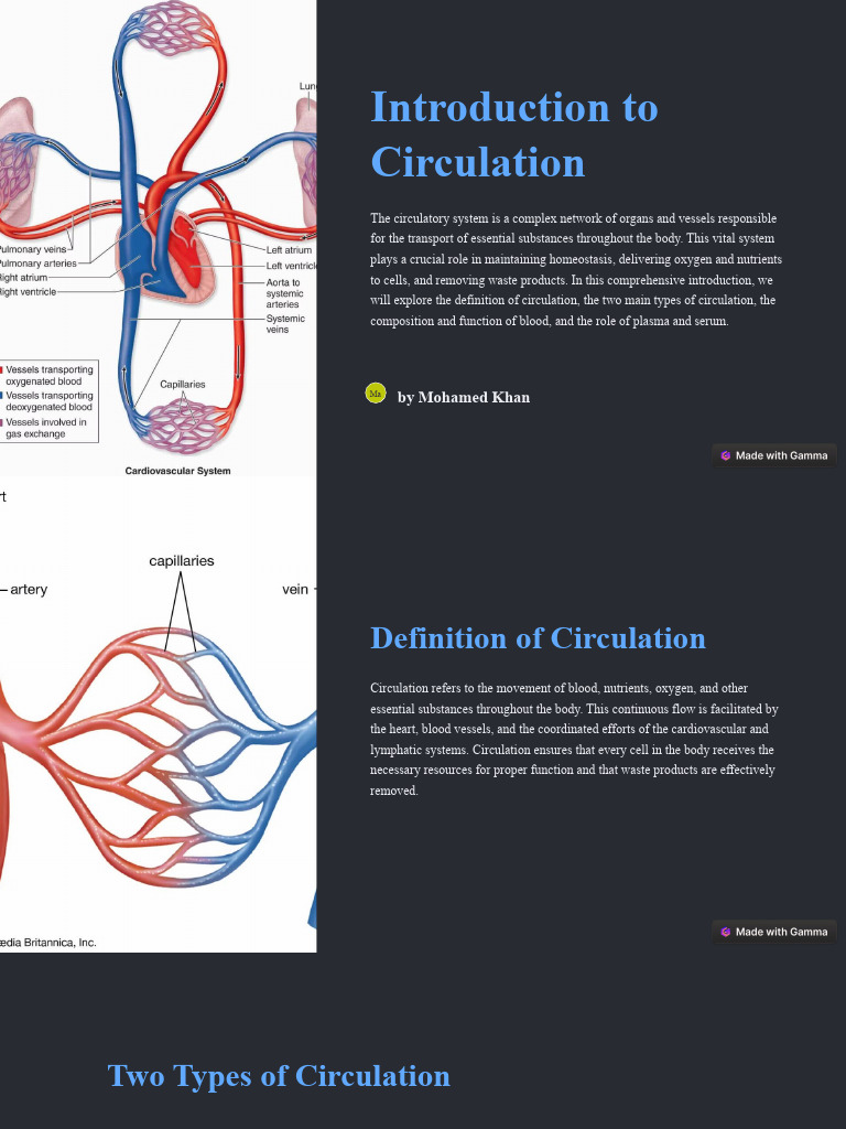Introduction To Circulation | PDF | Circulatory System | Blood Plasma