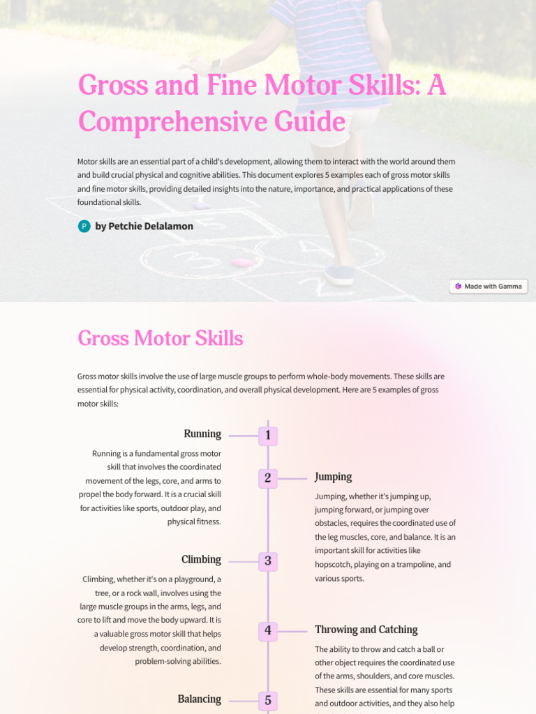 Motor Skills in Child Development Guide | PDF | Dance Science ...