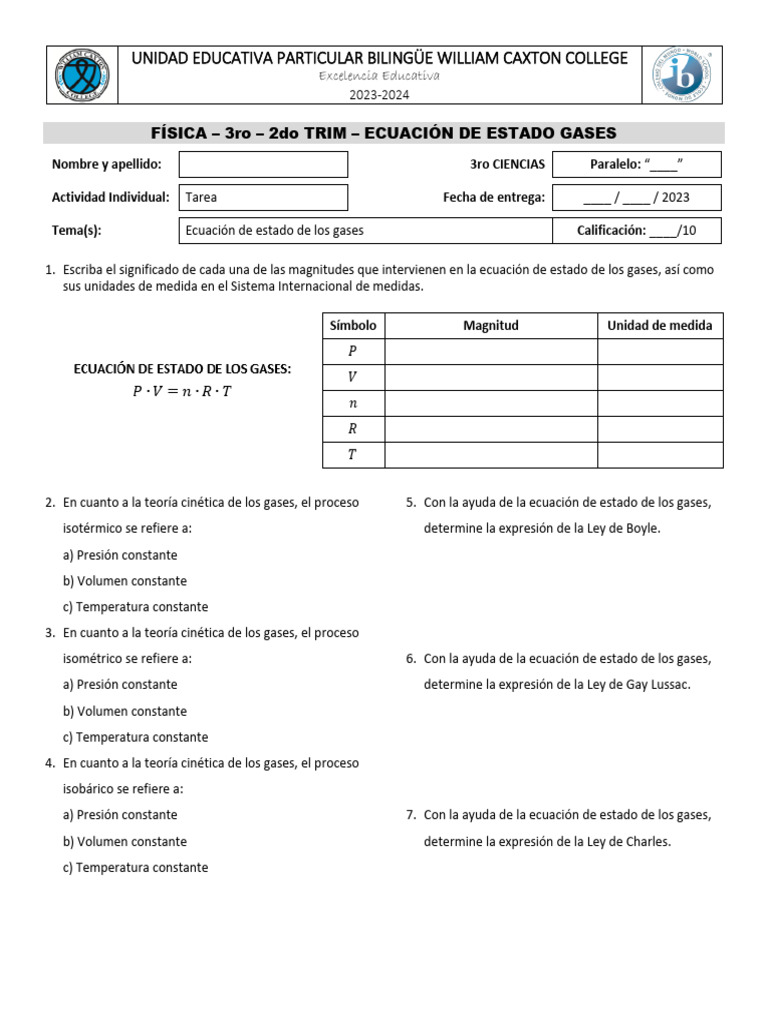 Ecuacion de Estado de Los Gases | PDF | Gases | Mole (Unidad)