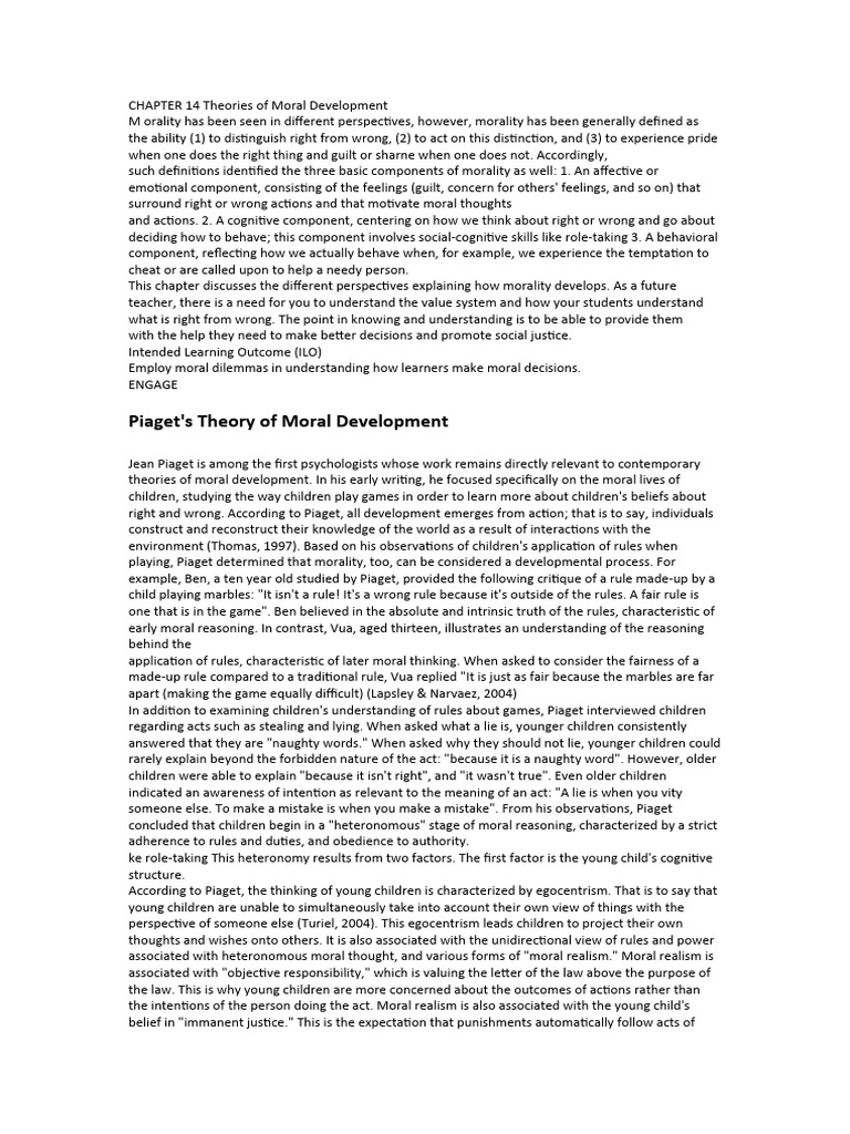 CHAPTER 14 Theories of Moral Development | Download Free PDF | Morality ...