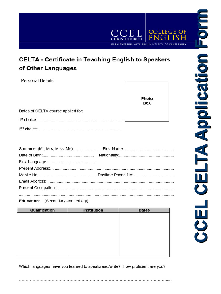 CELTA Application Form6 | PDF | Discrimination | Learning