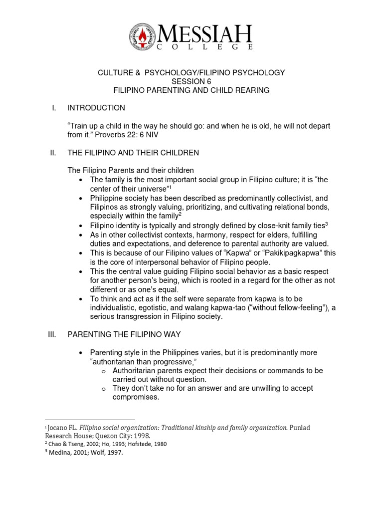 PSYCH 112 Session 6 Filipino Parenting | PDF | Parenting | Disciplines