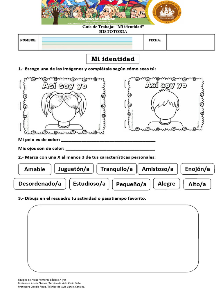Historia Mi Identidad 1° Básico 23 y 24 de Abril | PDF