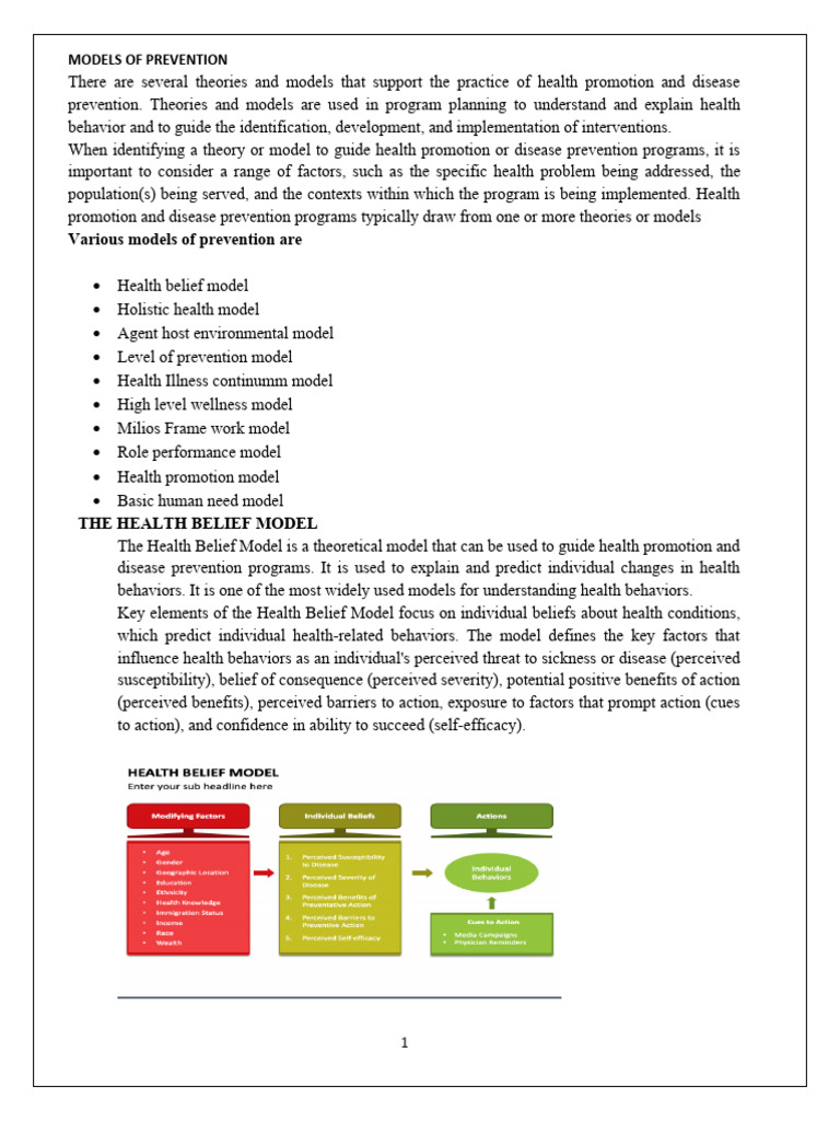 Models of Prevention | PDF | Preventive Healthcare | Behavioural Sciences