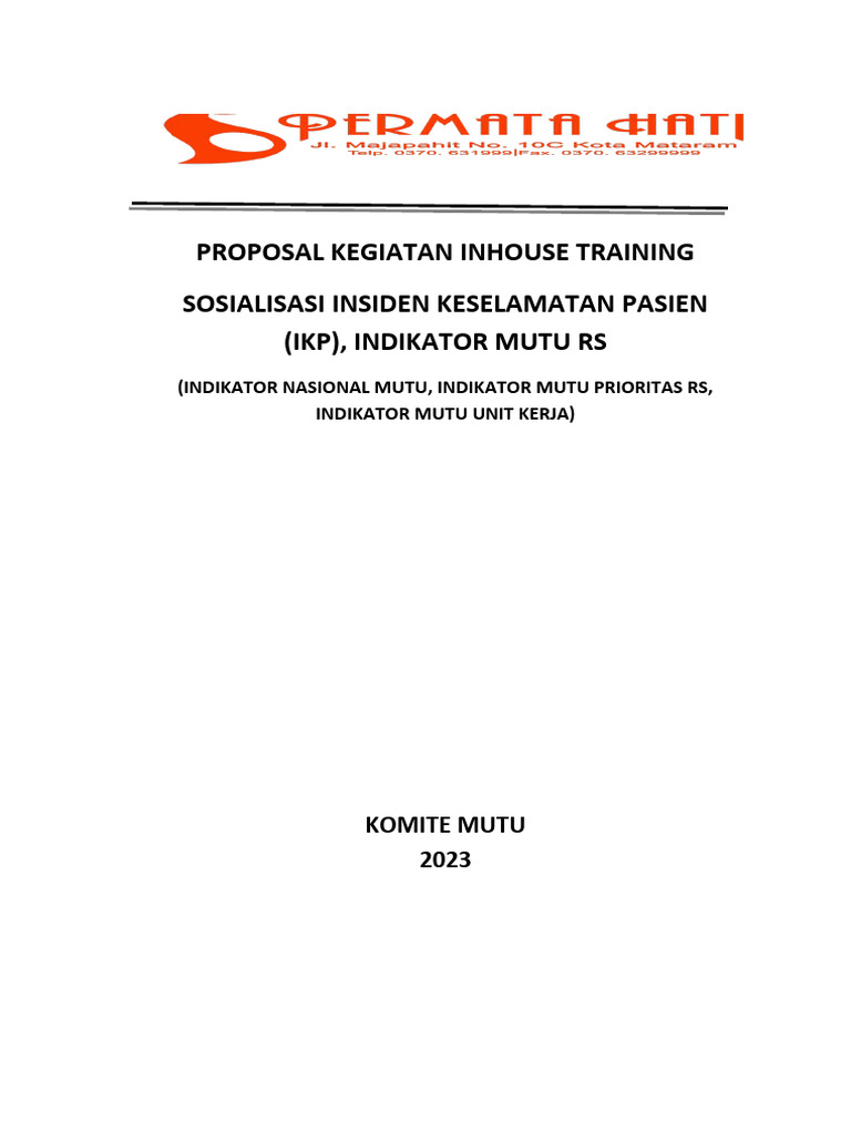 Proposal Kegiatan Inhouse Training | PDF