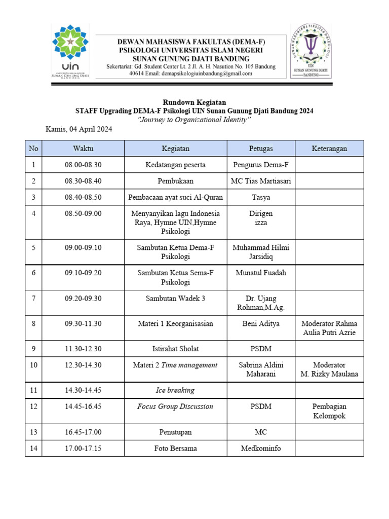 Rundown Kegiatan Upgrading 2024 Pdf