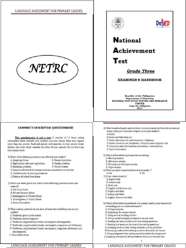 Nat Test Booklet 1 | PDF