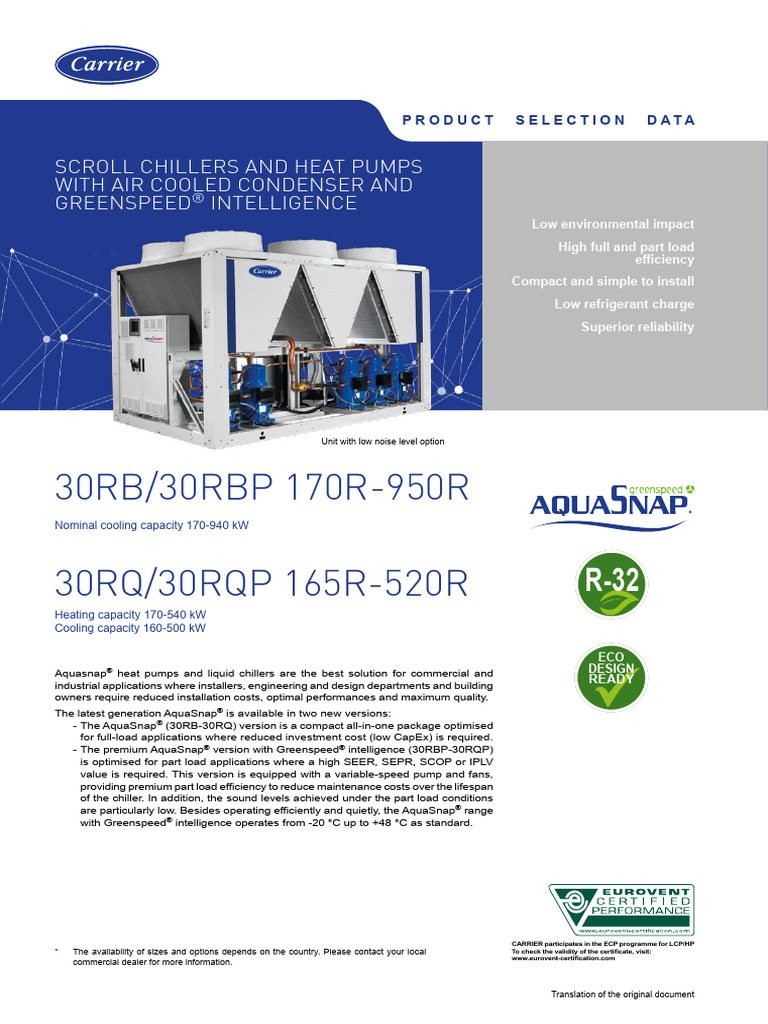 PSD 03 2022 30RB RBP 30RQ RQP R32 165R 950R | PDF | Heat Pump | Mechanical Engineering