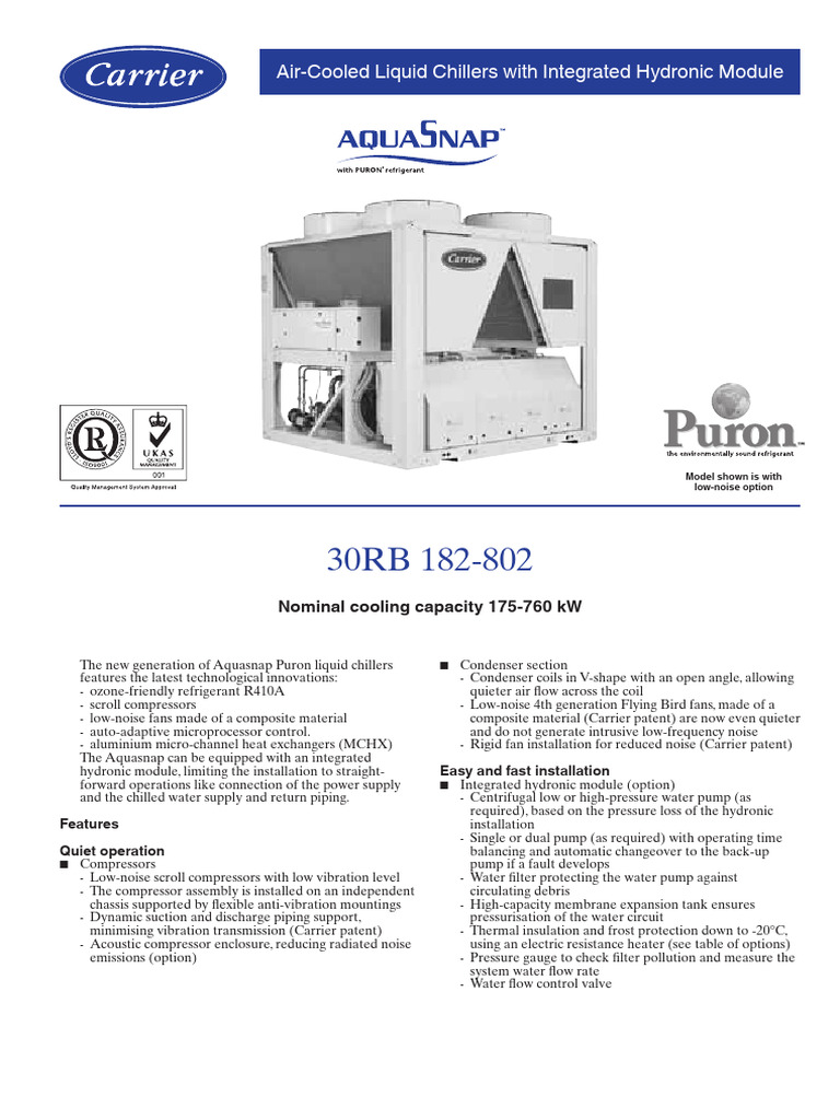 30RB Series Air-Cooled Chillers Overview | PDF | Heat Exchanger ...