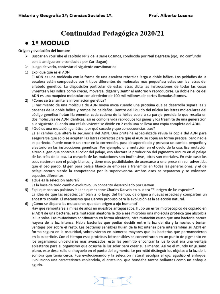 P-C-P 2020- MODULOS Cs Ss 1º-H y G 1º-Completo - ROMERO GABRIELA LUZ | PDF | Feudalismo | Adn