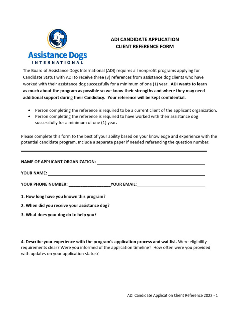 ADI Client Reference Form ENGLISH | PDF