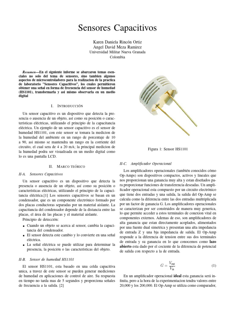 Informe Sensores 3 | PDF | Sensor | Amplificador operacional
