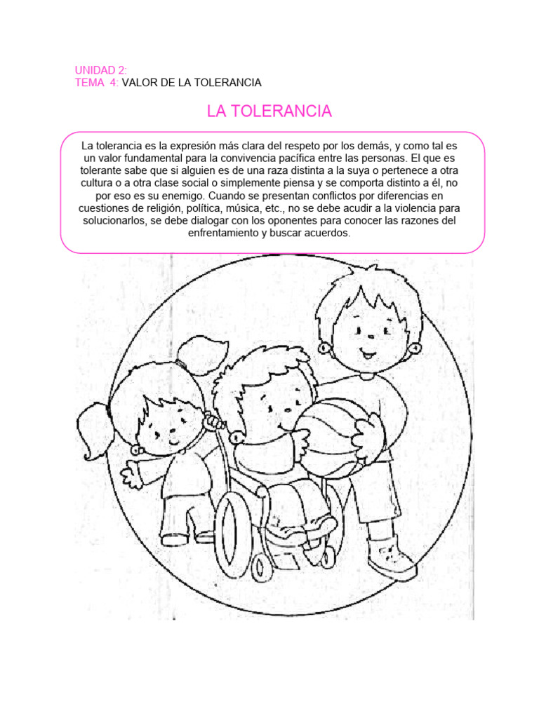 El Valor de La Tolerancia, Etica y Valores Segundo Periodo | Descargar gratis PDF | Tolerancia