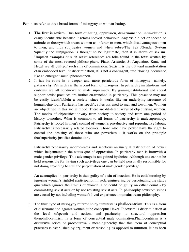 Sexism, Patriarchy & Phallocentrism | PDF | Sexism | Patriarchy