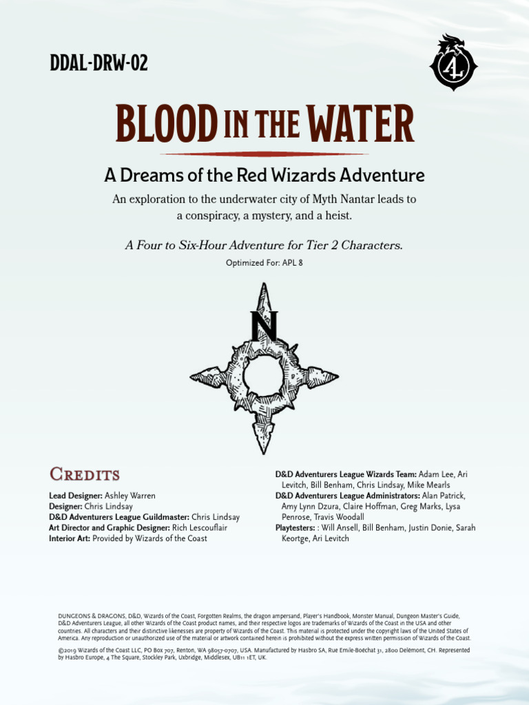 925821-DDAL-DRW02 Blood in The Water | PDF | Wizards Of The Coast | Dungeons & Dragons
