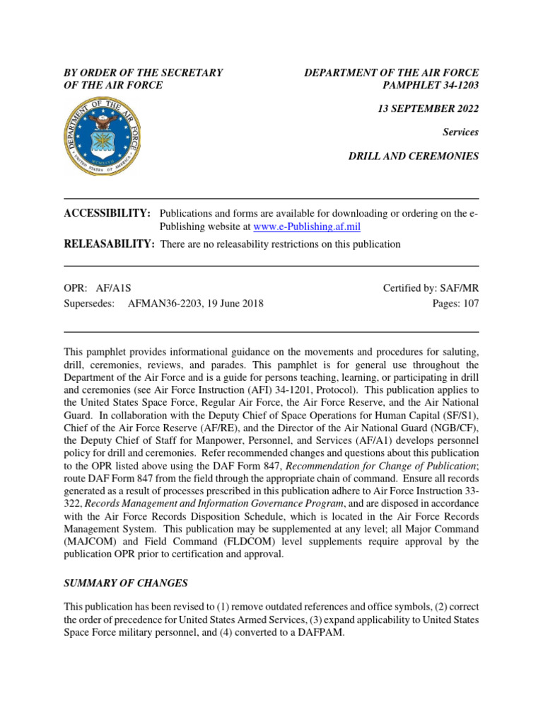 Air Force Drill and Ceremonies Guide | PDF | Human Voice | Breathing