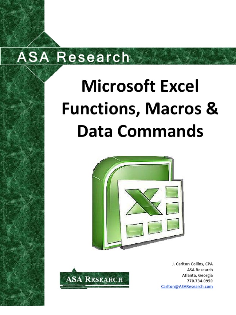 2010 Excel Functions Macros and Data Commands Manual As of March 2010 | PDF | Yield (Finance ...