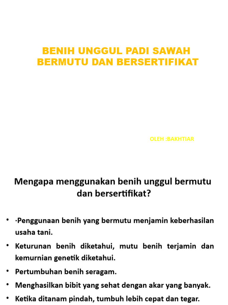 Peta Singkap Benih Bersertifikat Padi Unggul | PDF