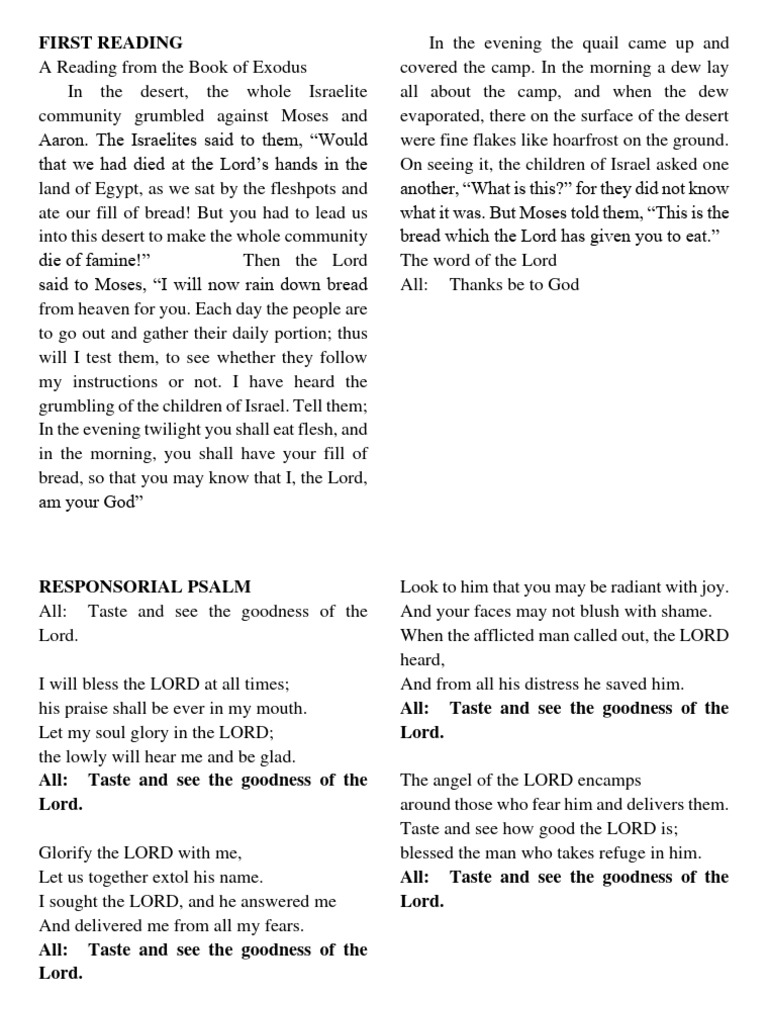 First Communion READINGS | PDF | Eucharist | Prayer