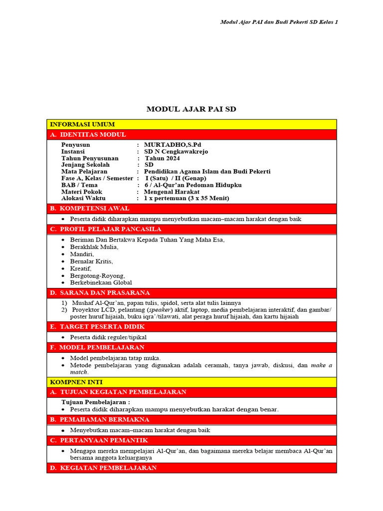 MODUL AJAR (Murtadho) | PDF