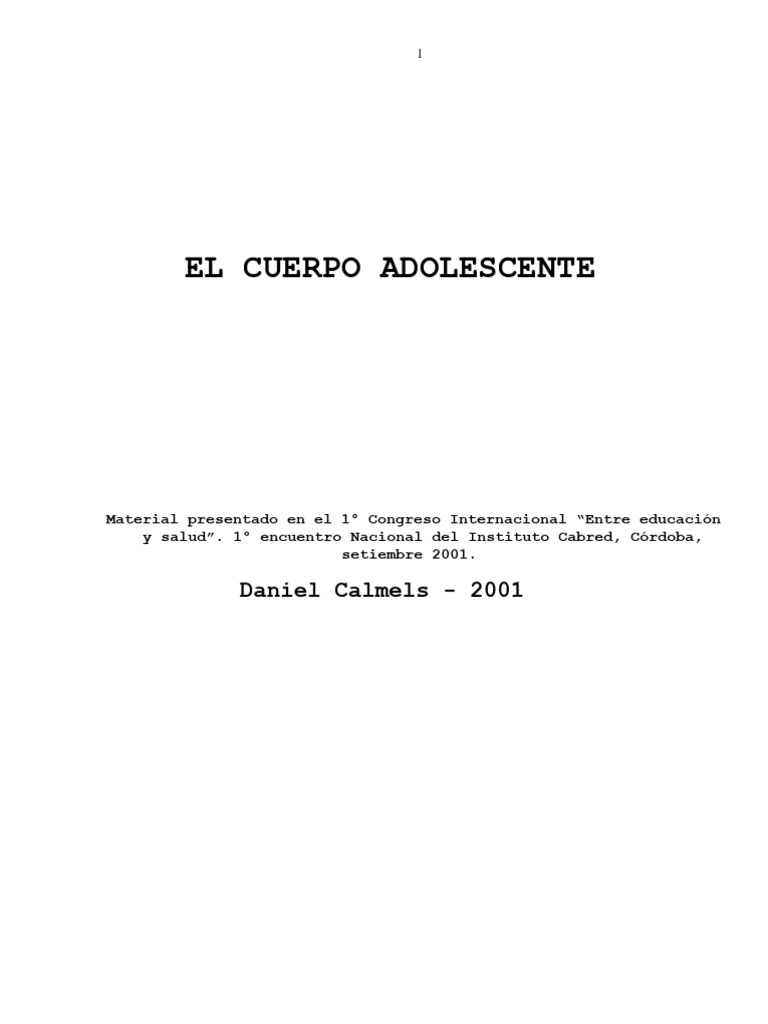 Adolescencia. Cuerpo - D. Calmels | PDF | Adolescencia | Tatuaje
