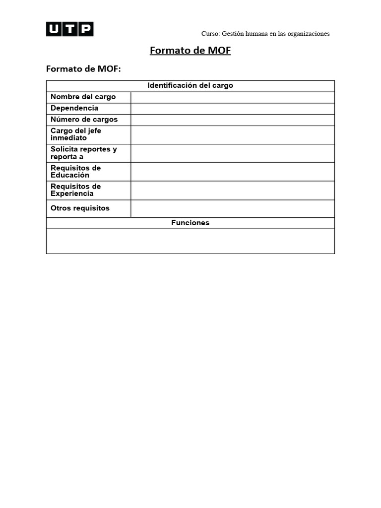 Semana 6 - Formato de MOF | PDF